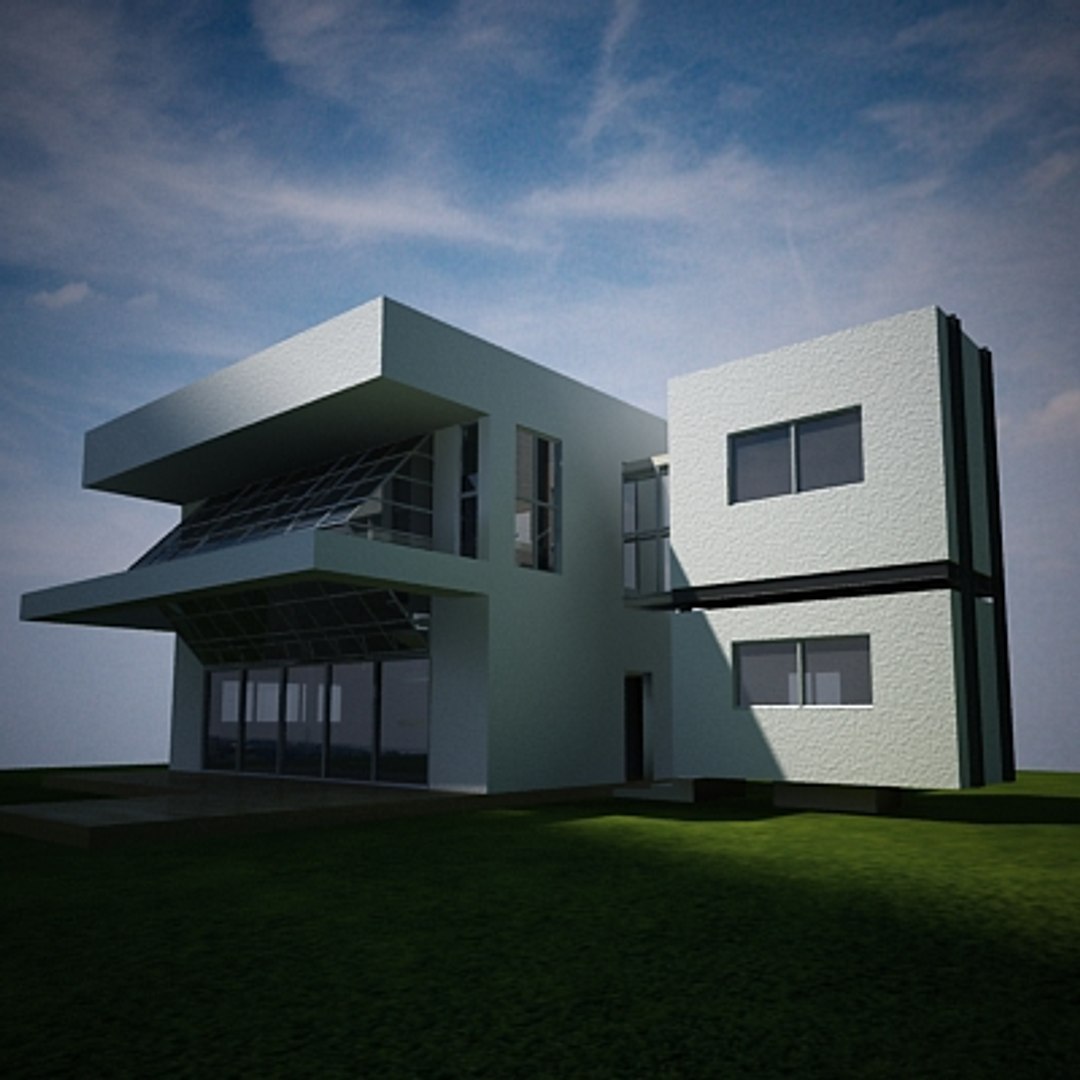 3d Geometric House Scene