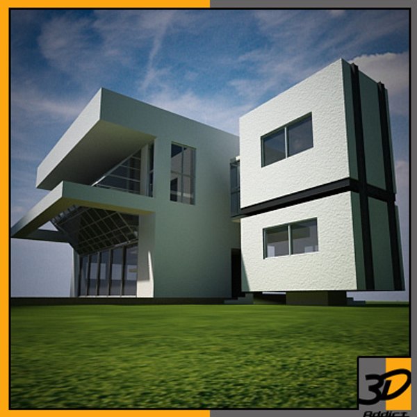 3d geometric house scene