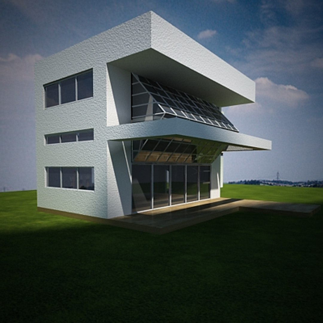 3d Geometric House Scene