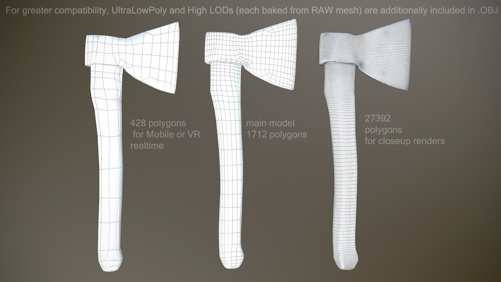 3D Model Old Axe Game Ready PBR Metallic - TurboSquid 2382714