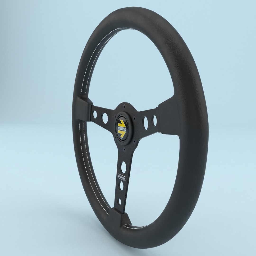 MOMO PROTOTIPO 370MM Black Leather Brushed Black Anodized 3D Model ...