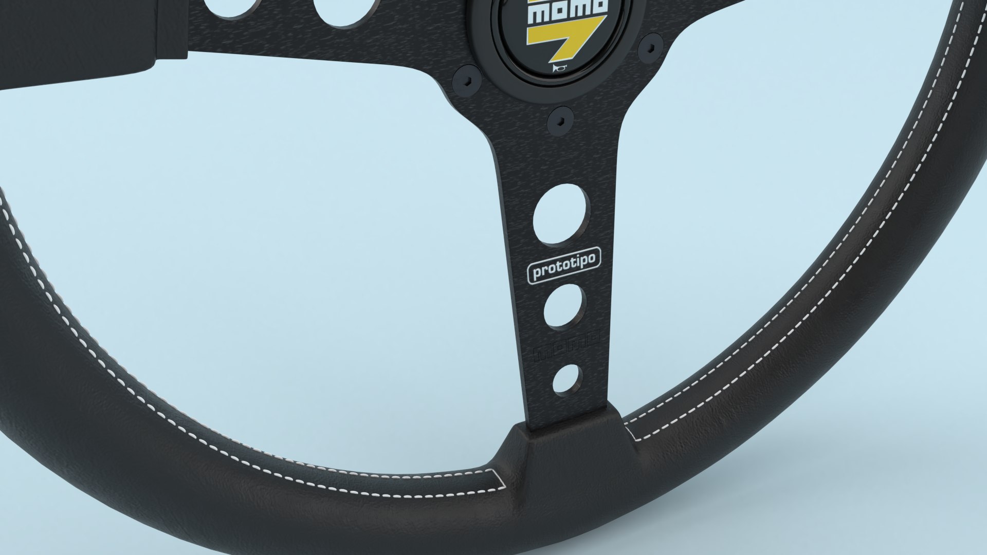 MOMO PROTOTIPO 370MM Black Leather Brushed Black Anodized 3D Model ...