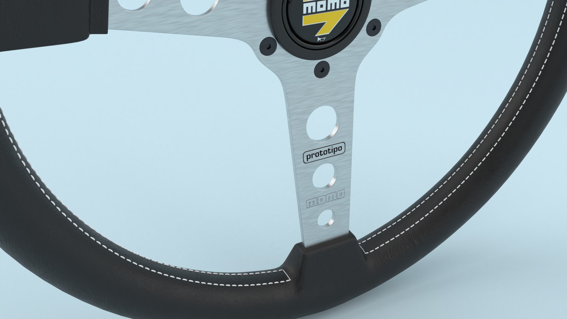 MOMO PROTOTIPO 370MM Black Leather Brushed Black Anodized 3D Model ...