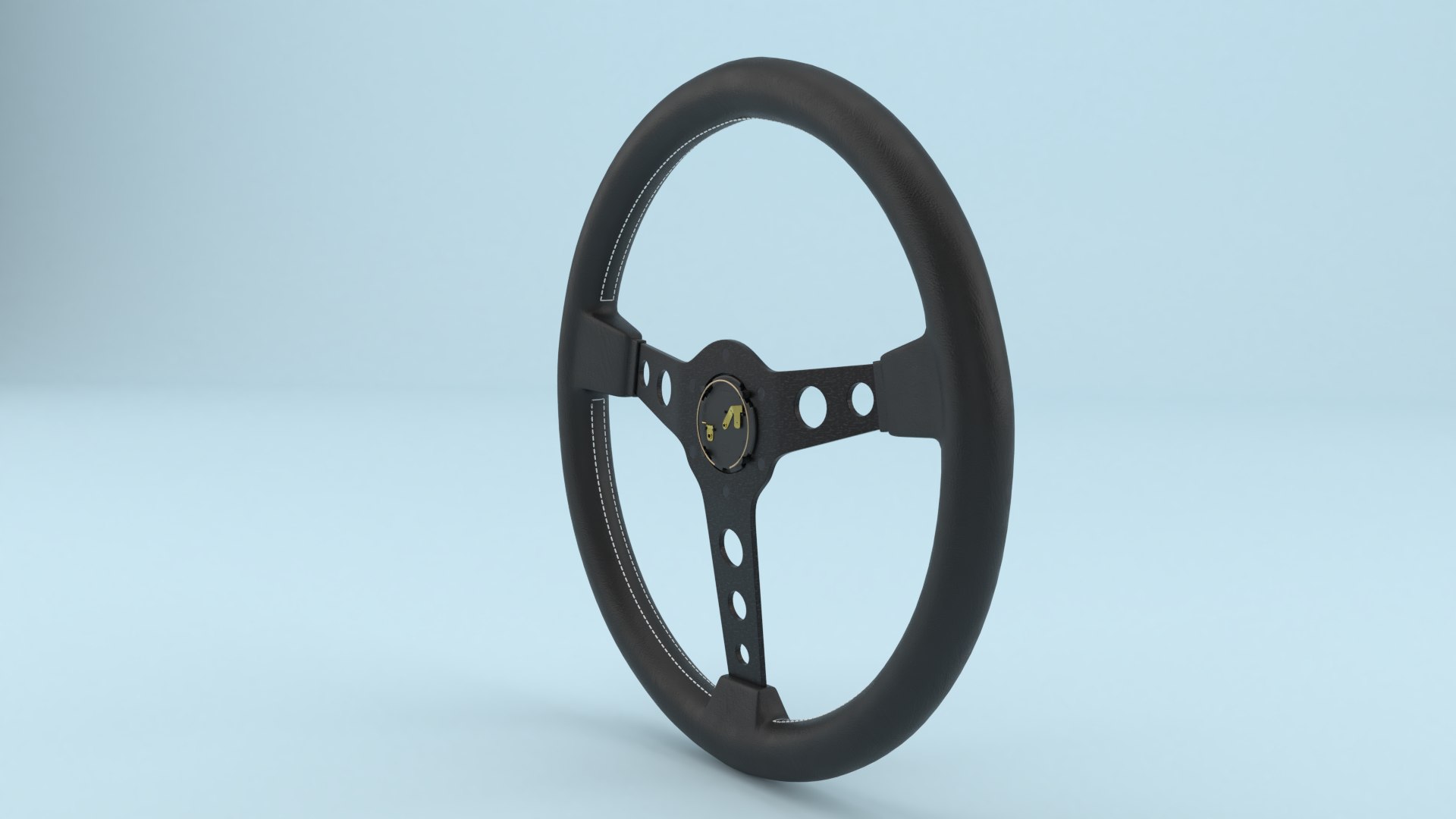 MOMO PROTOTIPO 370MM Black Leather Brushed Black Anodized 3D Model ...