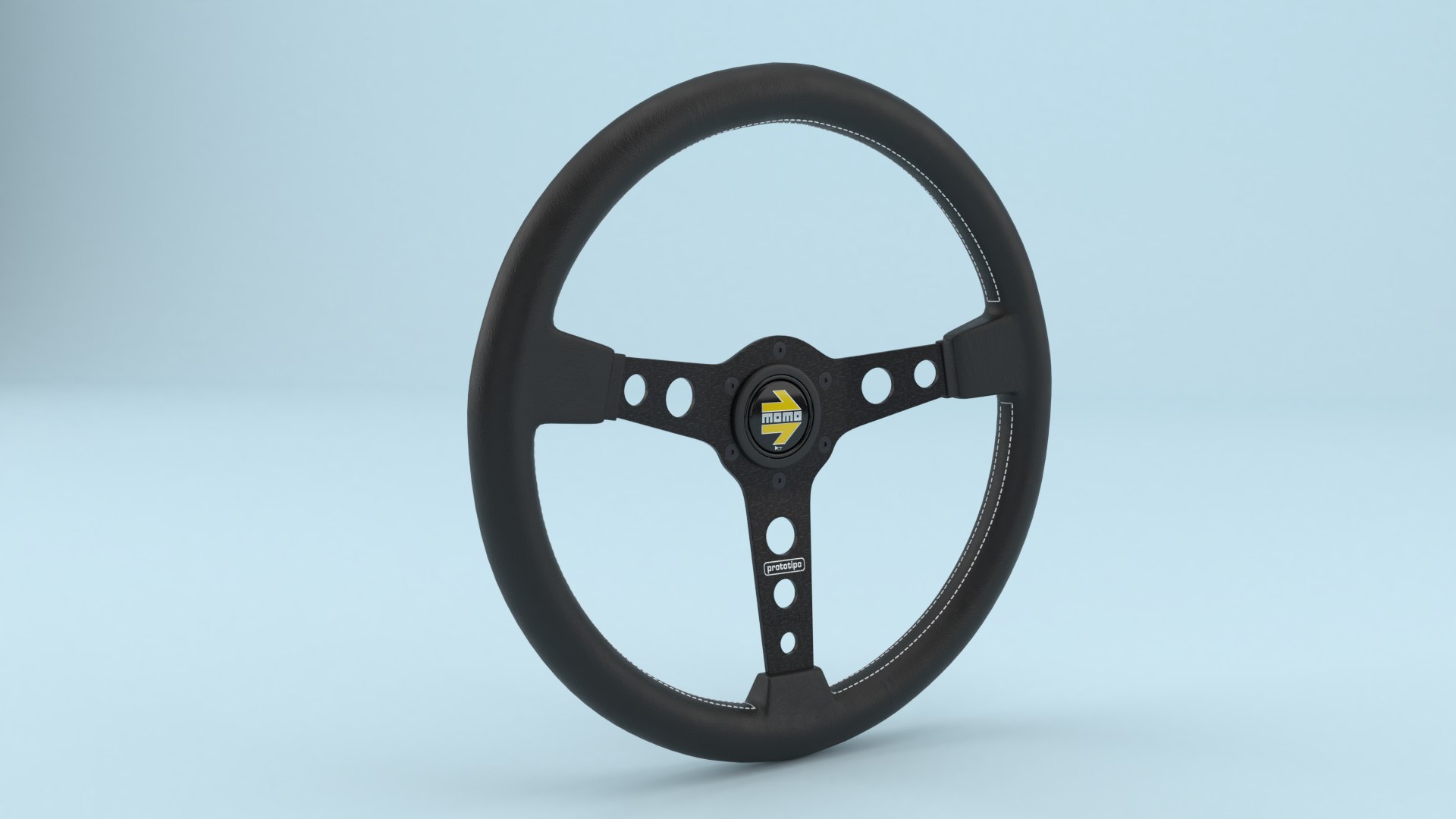 MOMO PROTOTIPO 370MM Black Leather Brushed Black Anodized 3D Model ...