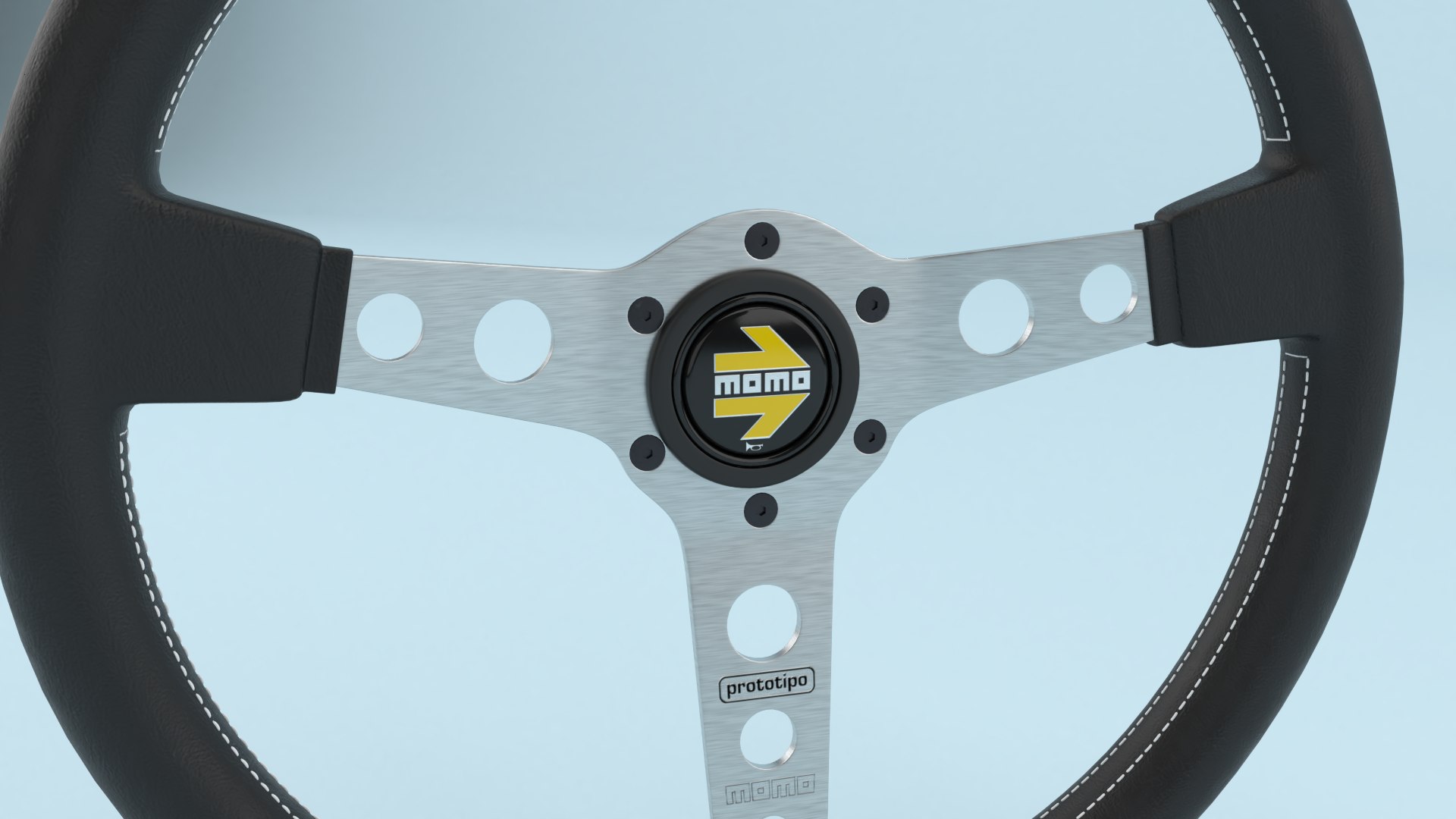 MOMO PROTOTIPO 370MM Black Leather Brushed Black Anodized 3D Model ...