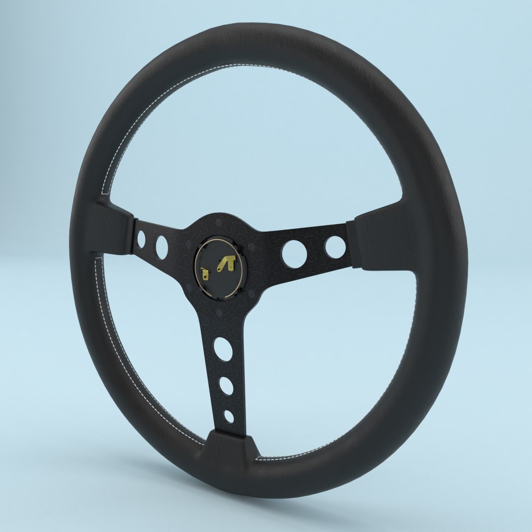 MOMO PROTOTIPO 370MM Black Leather Brushed Black Anodized 3D Model ...