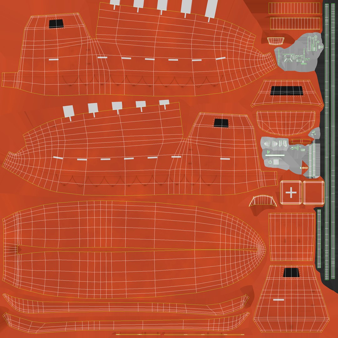 Orange rescue ship 3D - TurboSquid 1682403