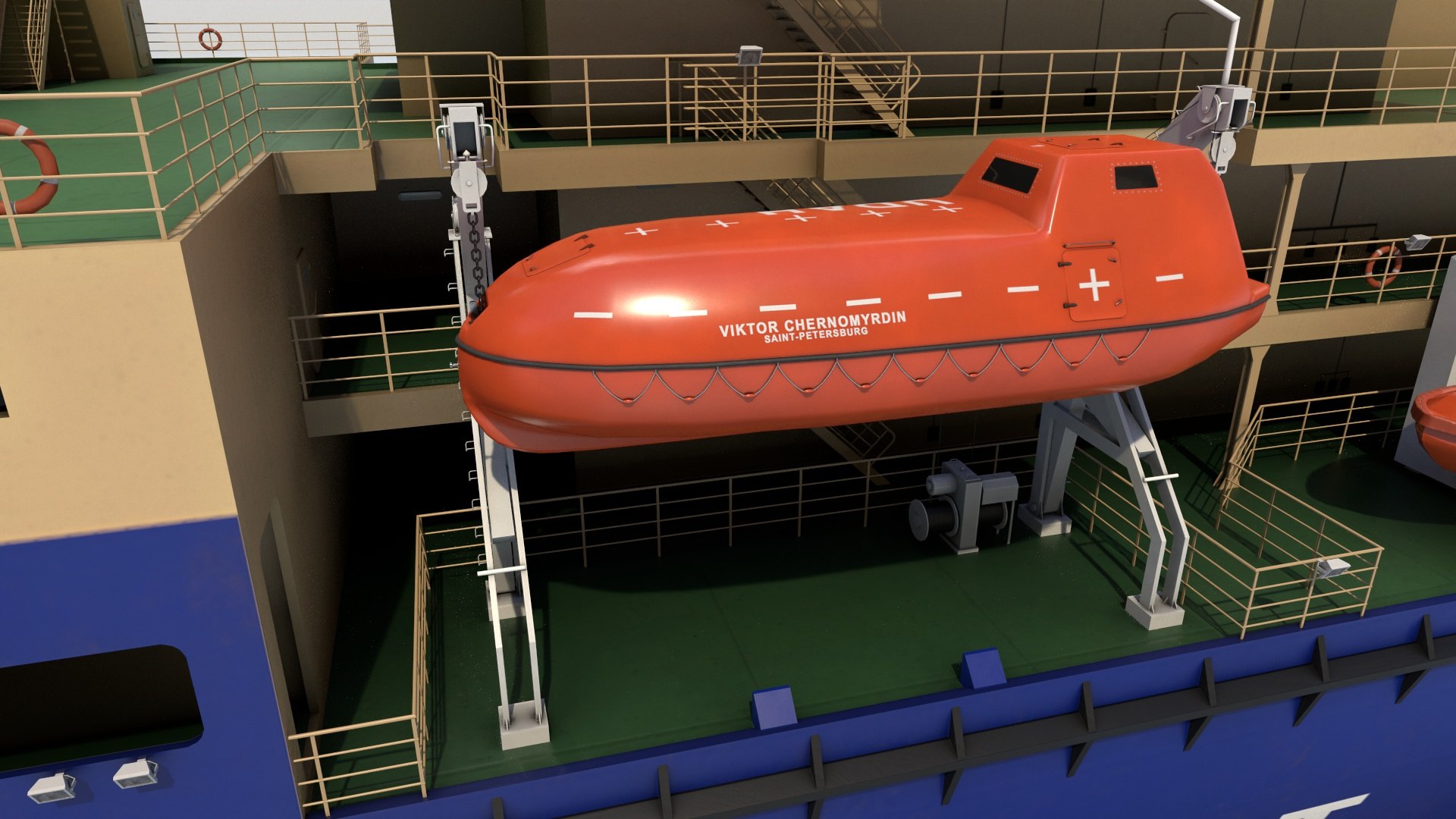 Orange rescue ship 3D - TurboSquid 1682403