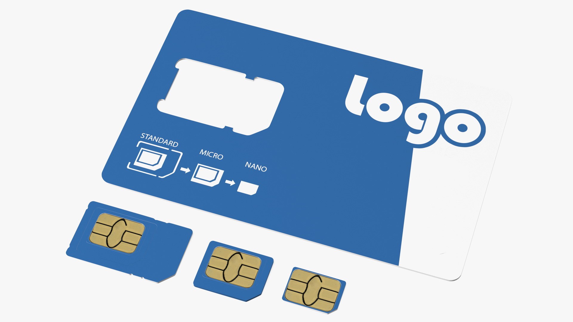 Sim Card Types Blue Your Logo 3D model - TurboSquid 1944791