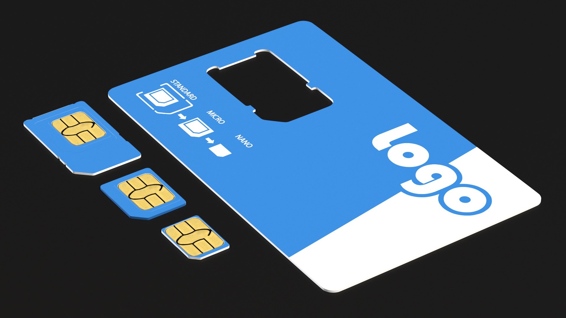 Sim Card Types Blue Your Logo 3D model - TurboSquid 1944791