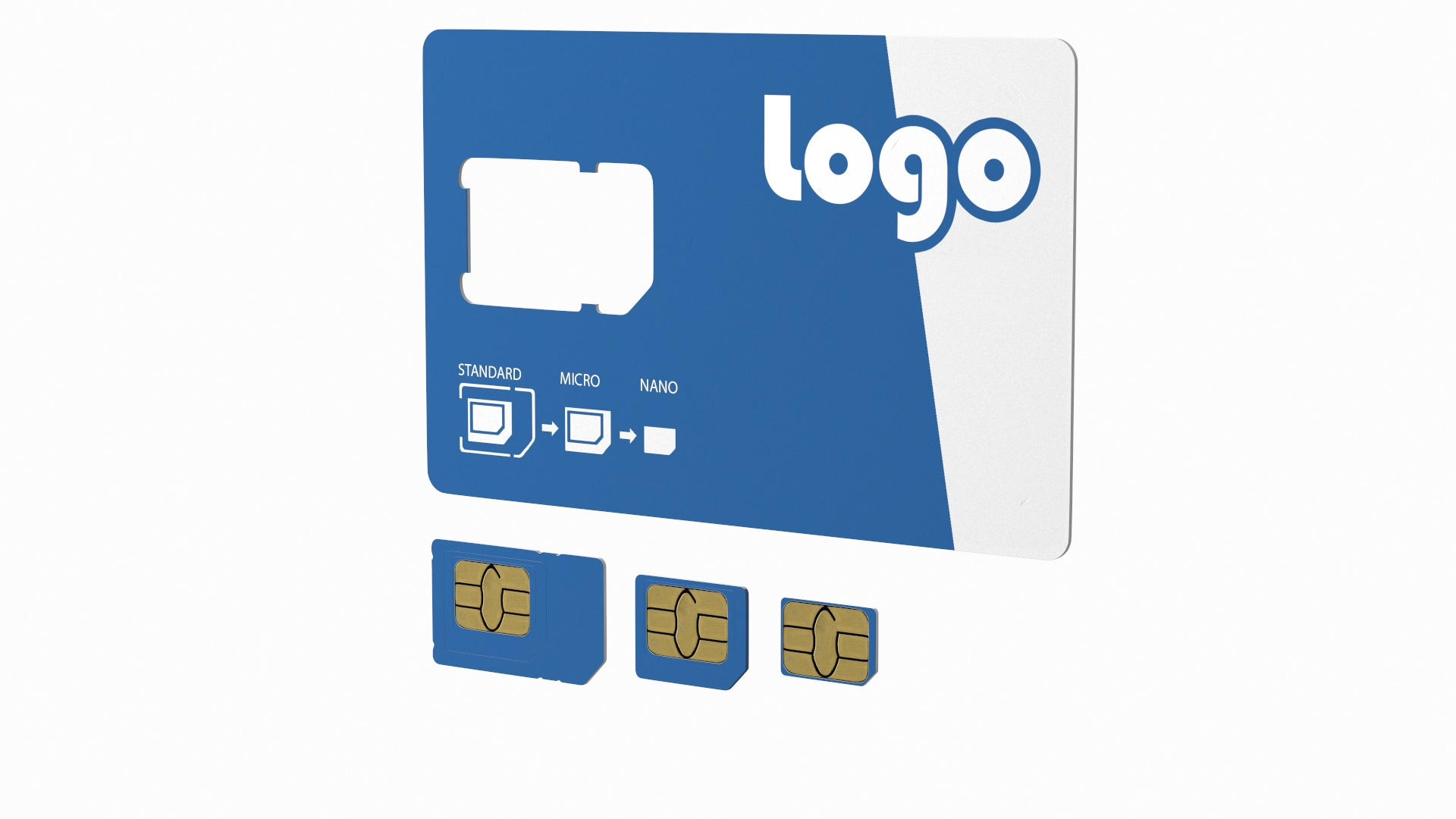 Sim Card Types Blue Your Logo 3D model - TurboSquid 1944791