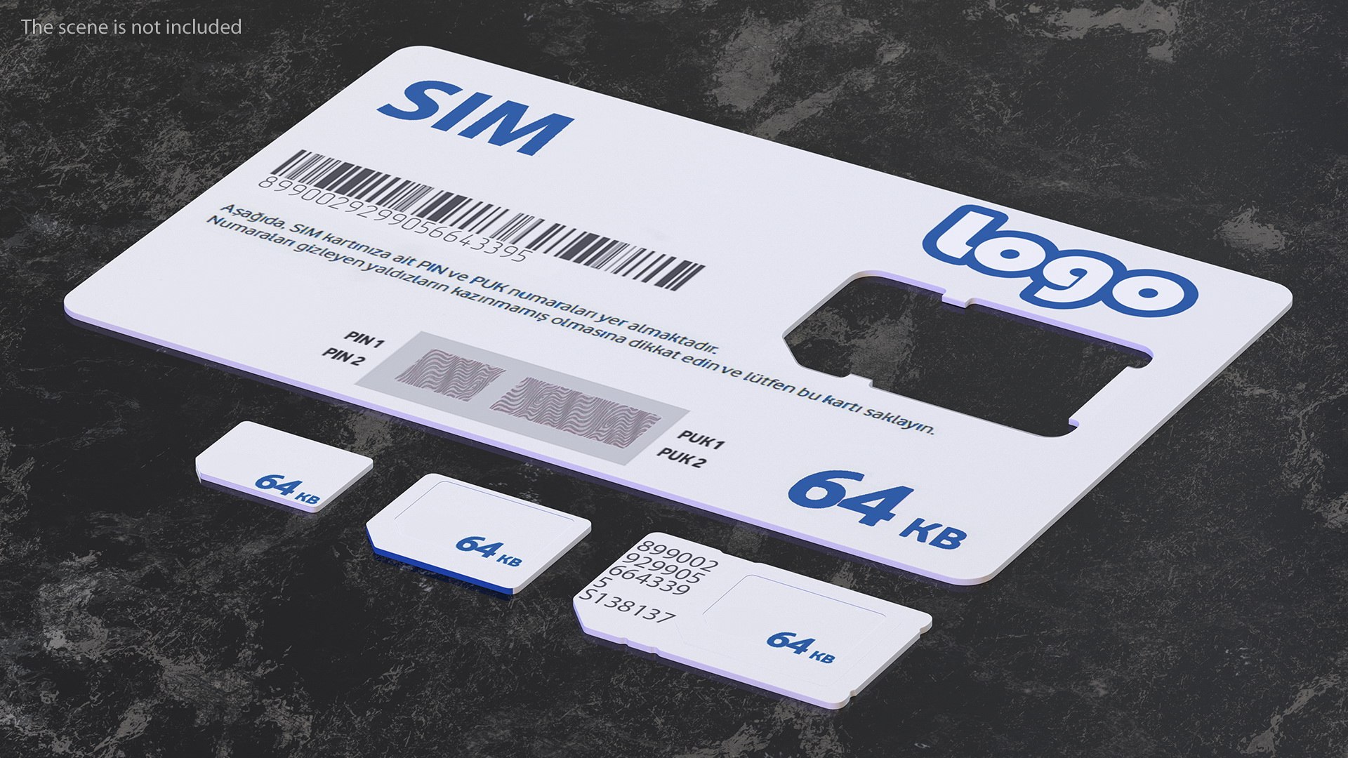 Sim Card Types Blue Your Logo 3D model - TurboSquid 1944791