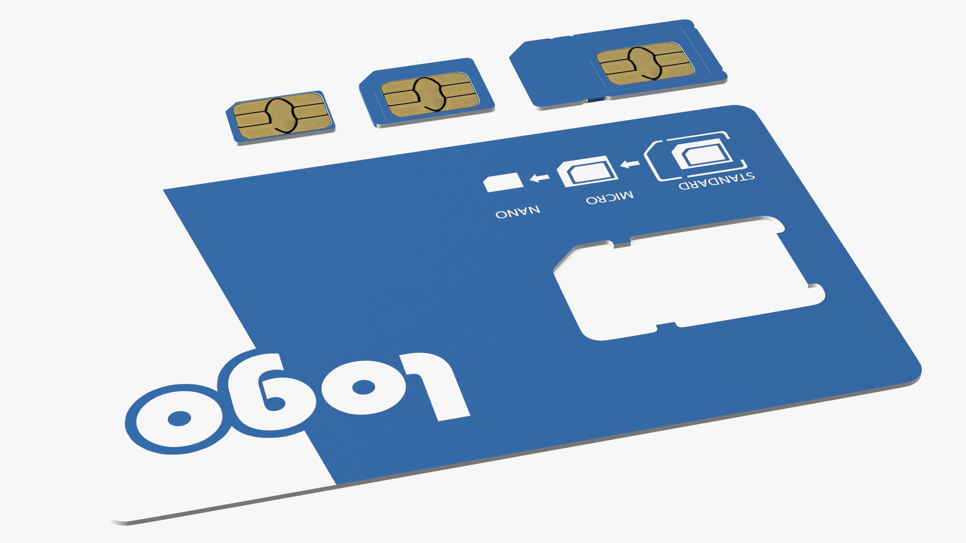 Sim Card Types Blue Your Logo 3D model - TurboSquid 1944791