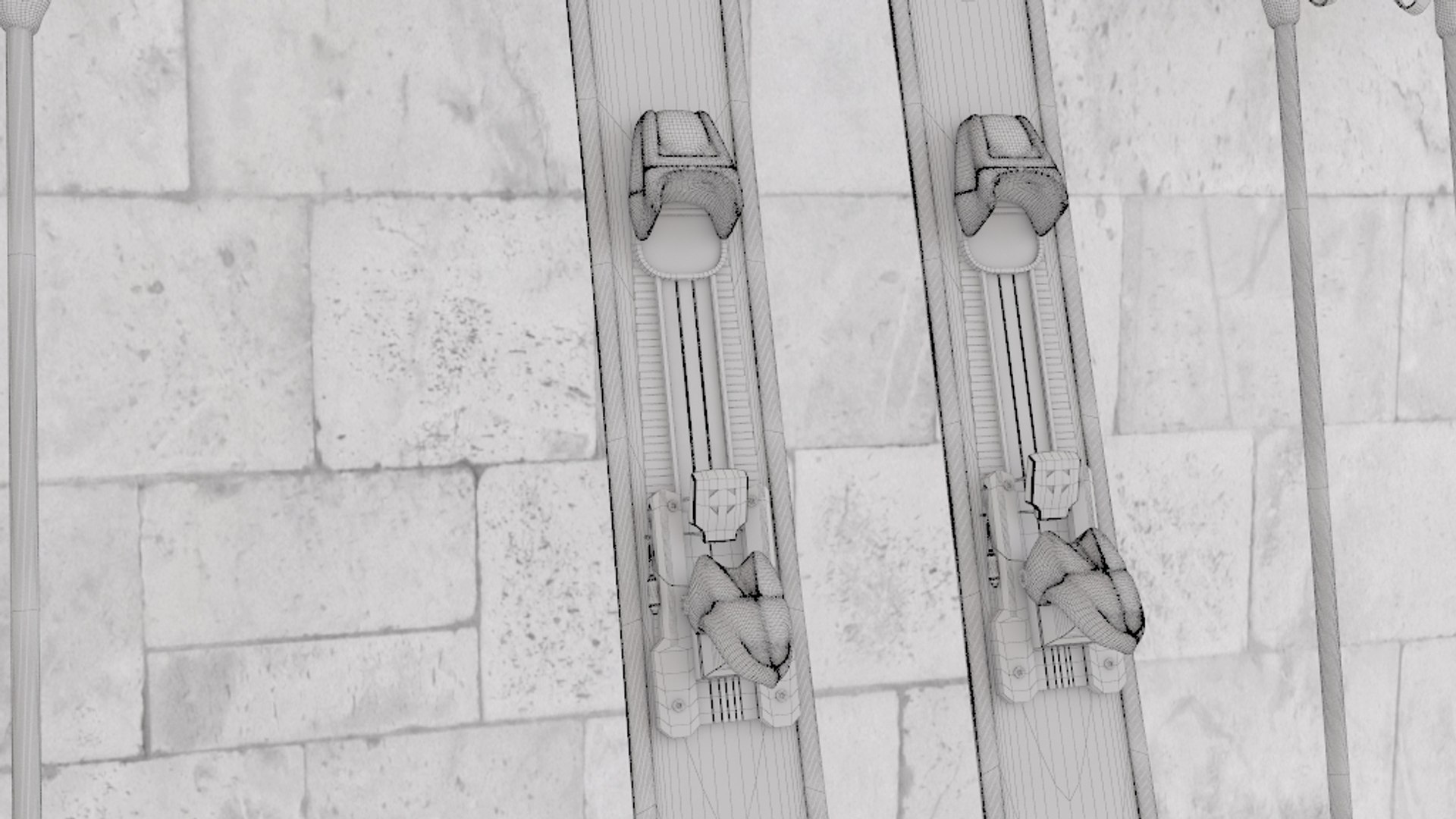 3d Model Skis Mountain
