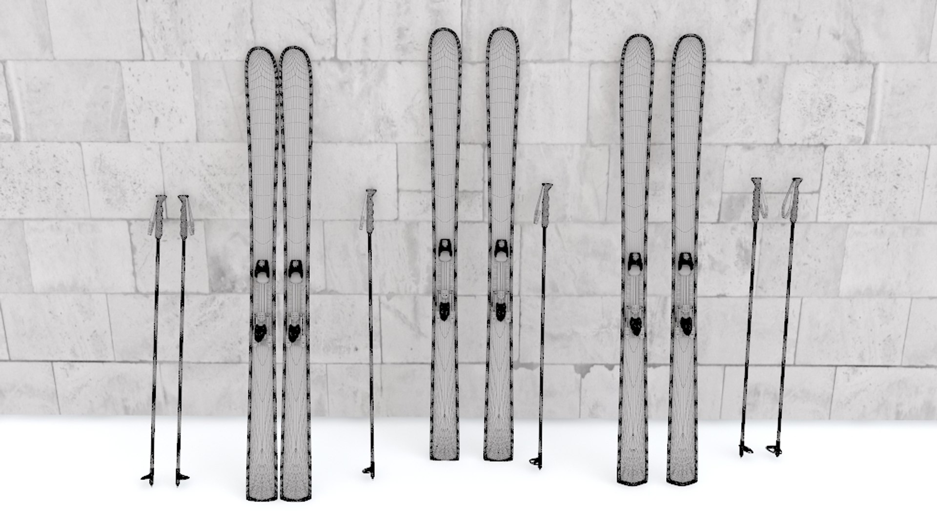 3d Model Skis Mountain
