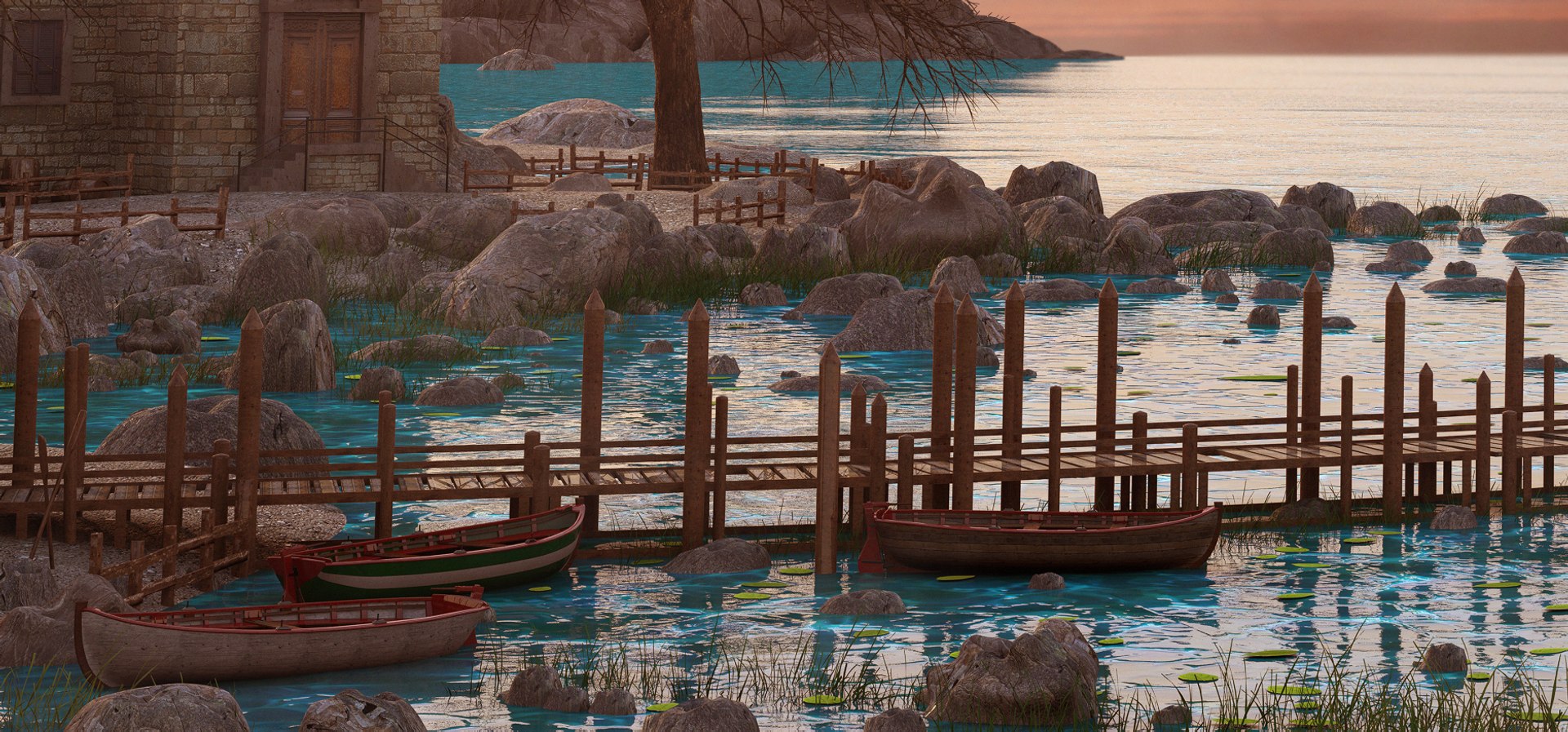 3D Fantasy Sunset Tower Model - TurboSquid 1335520