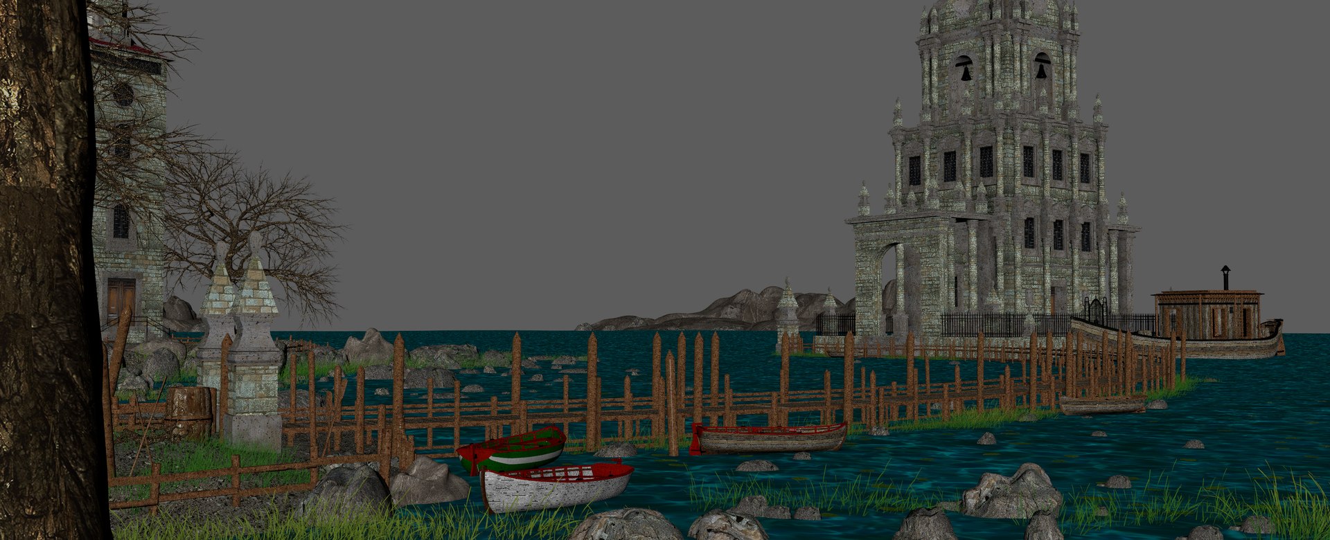 3D Fantasy Sunset Tower Model - TurboSquid 1335520