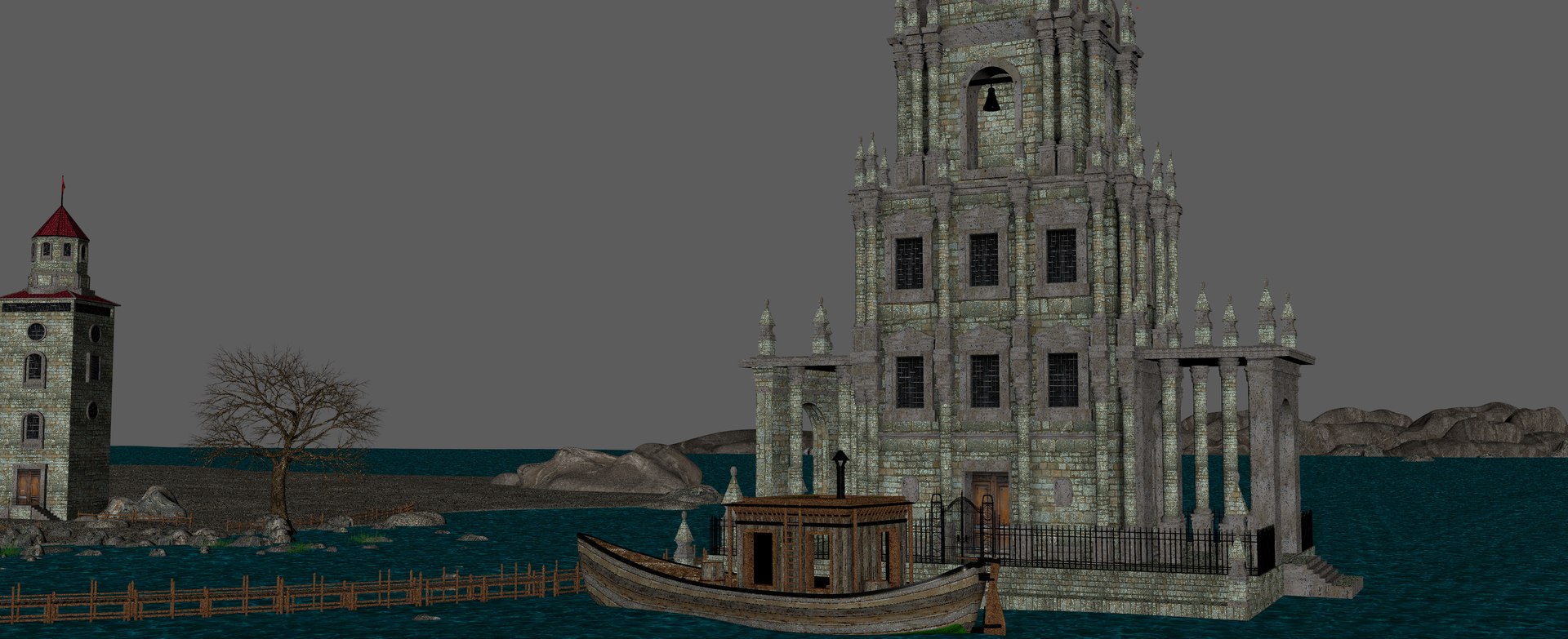 3D Fantasy Sunset Tower Model - TurboSquid 1335520