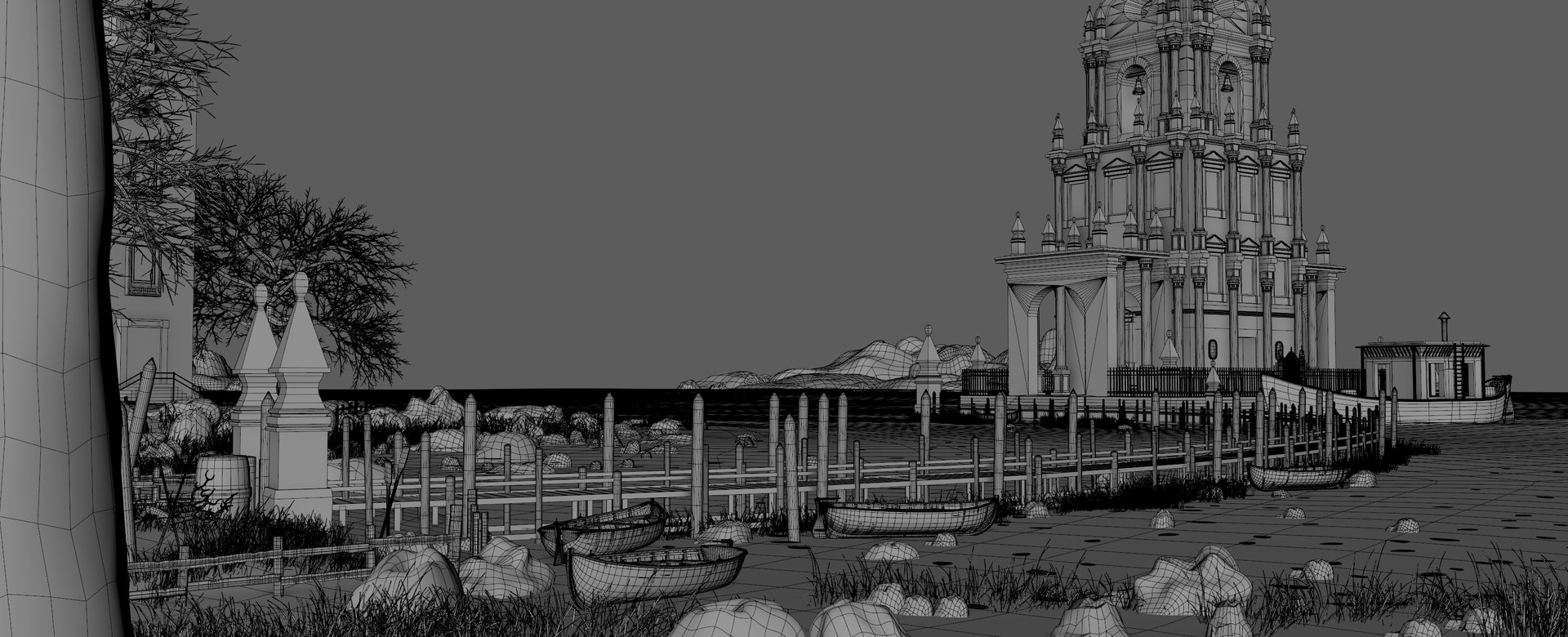 3D Fantasy Sunset Tower Model - TurboSquid 1335520