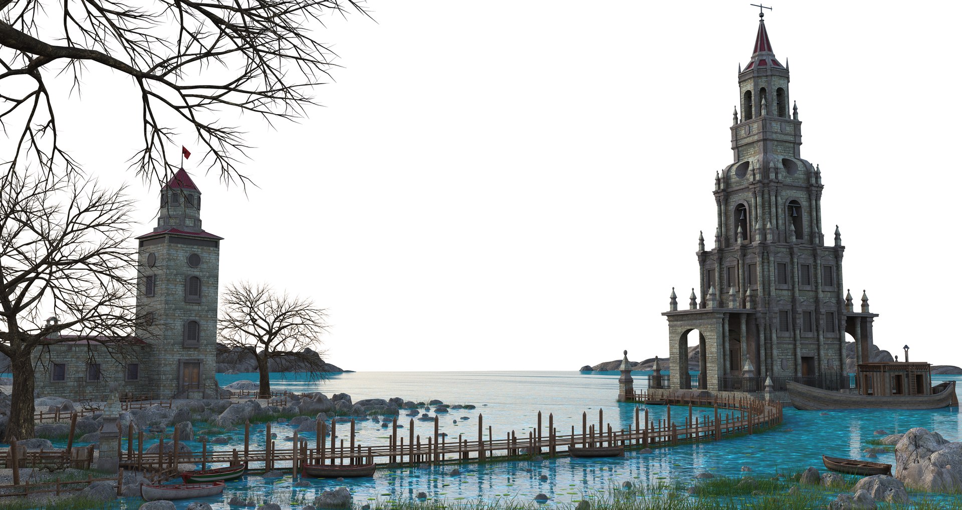 3D Fantasy Sunset Tower Model - TurboSquid 1335520