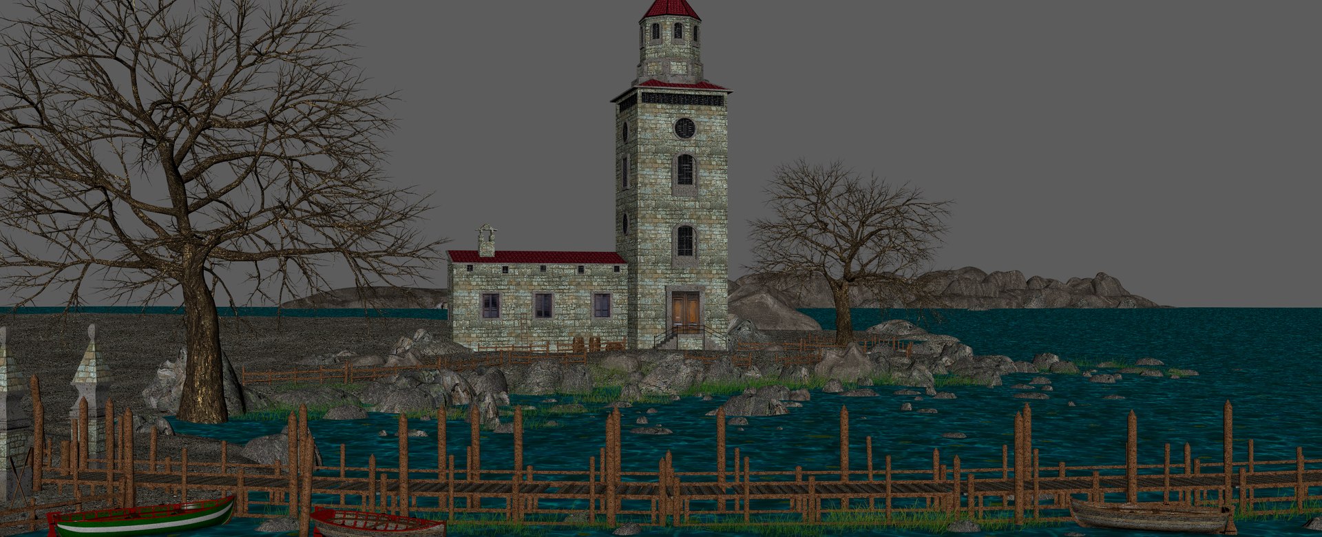 3D Fantasy Sunset Tower Model - TurboSquid 1335520