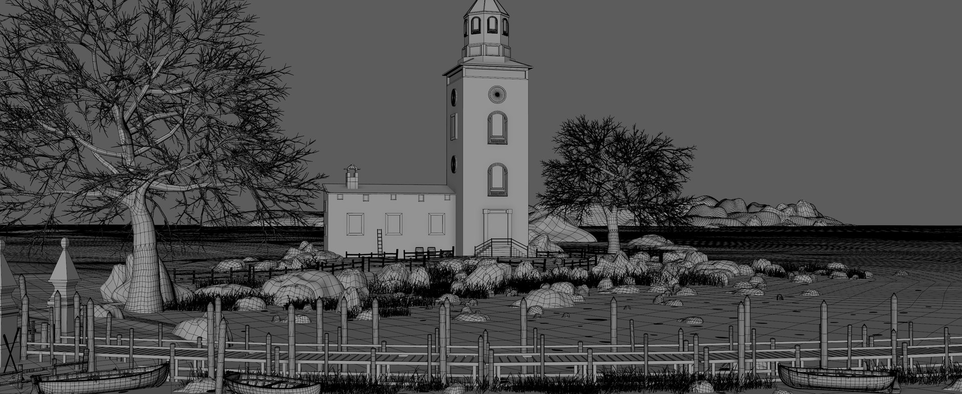 3D Fantasy Sunset Tower Model - TurboSquid 1335520