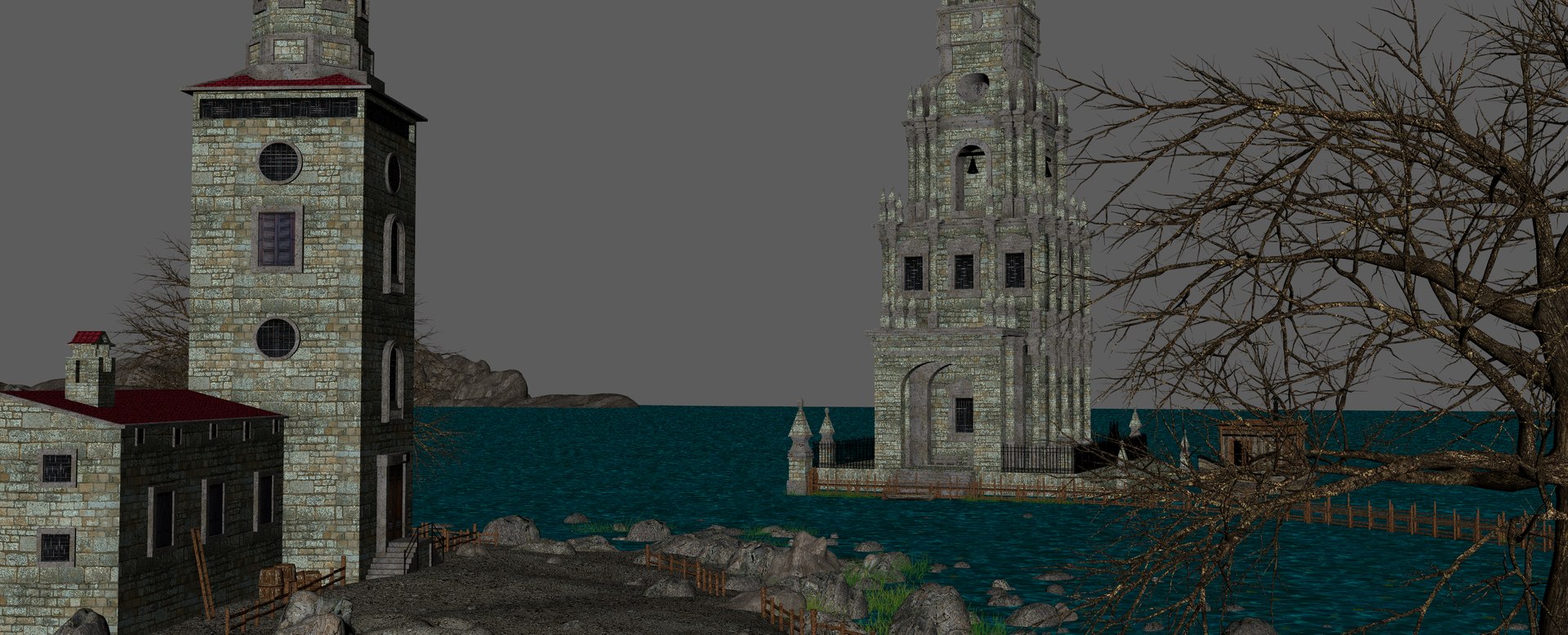 3D Fantasy Sunset Tower Model - TurboSquid 1335520
