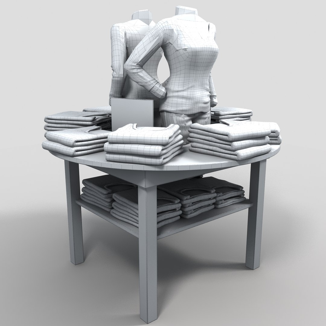 Table Long Shirts 3d Model