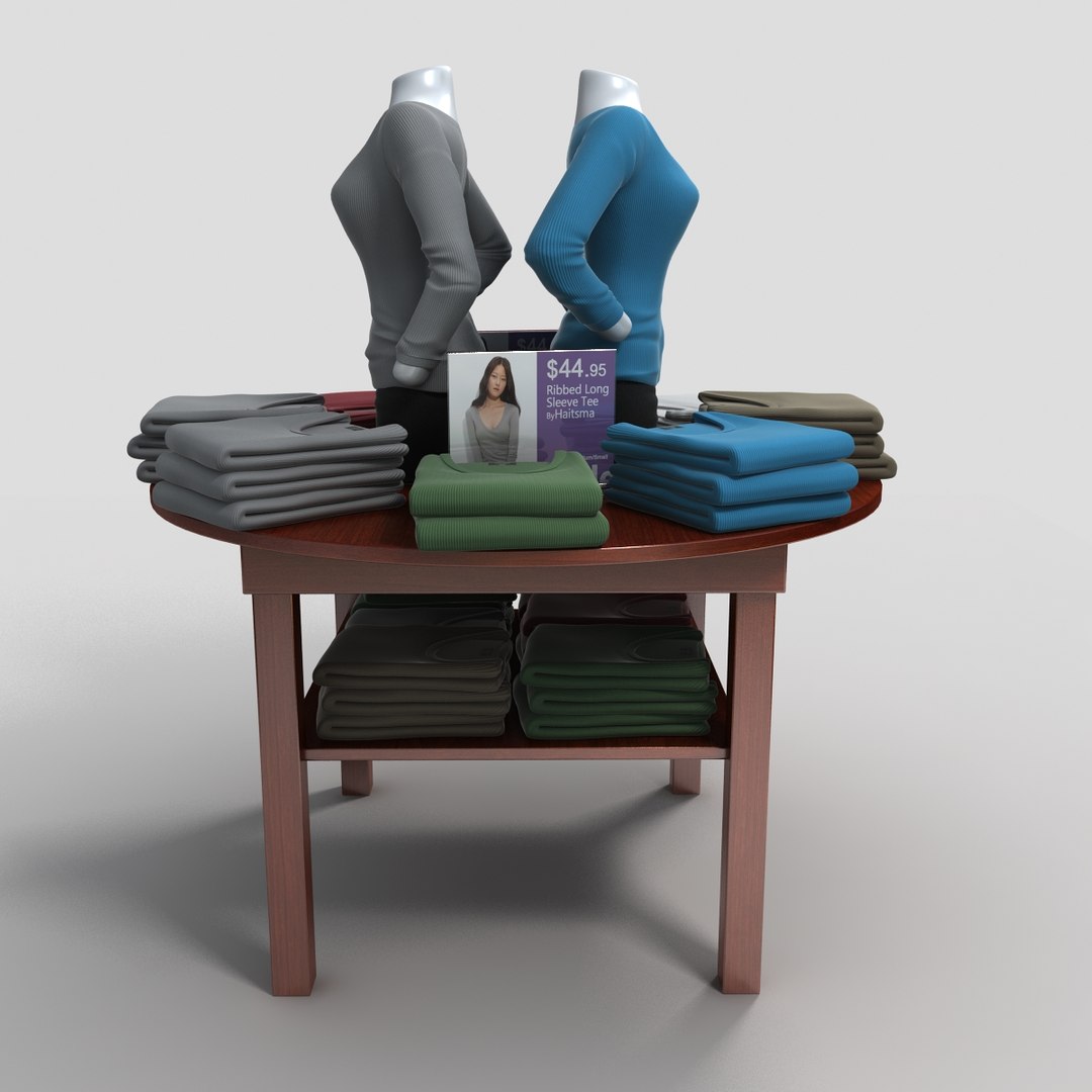 Table Long Shirts 3d Model