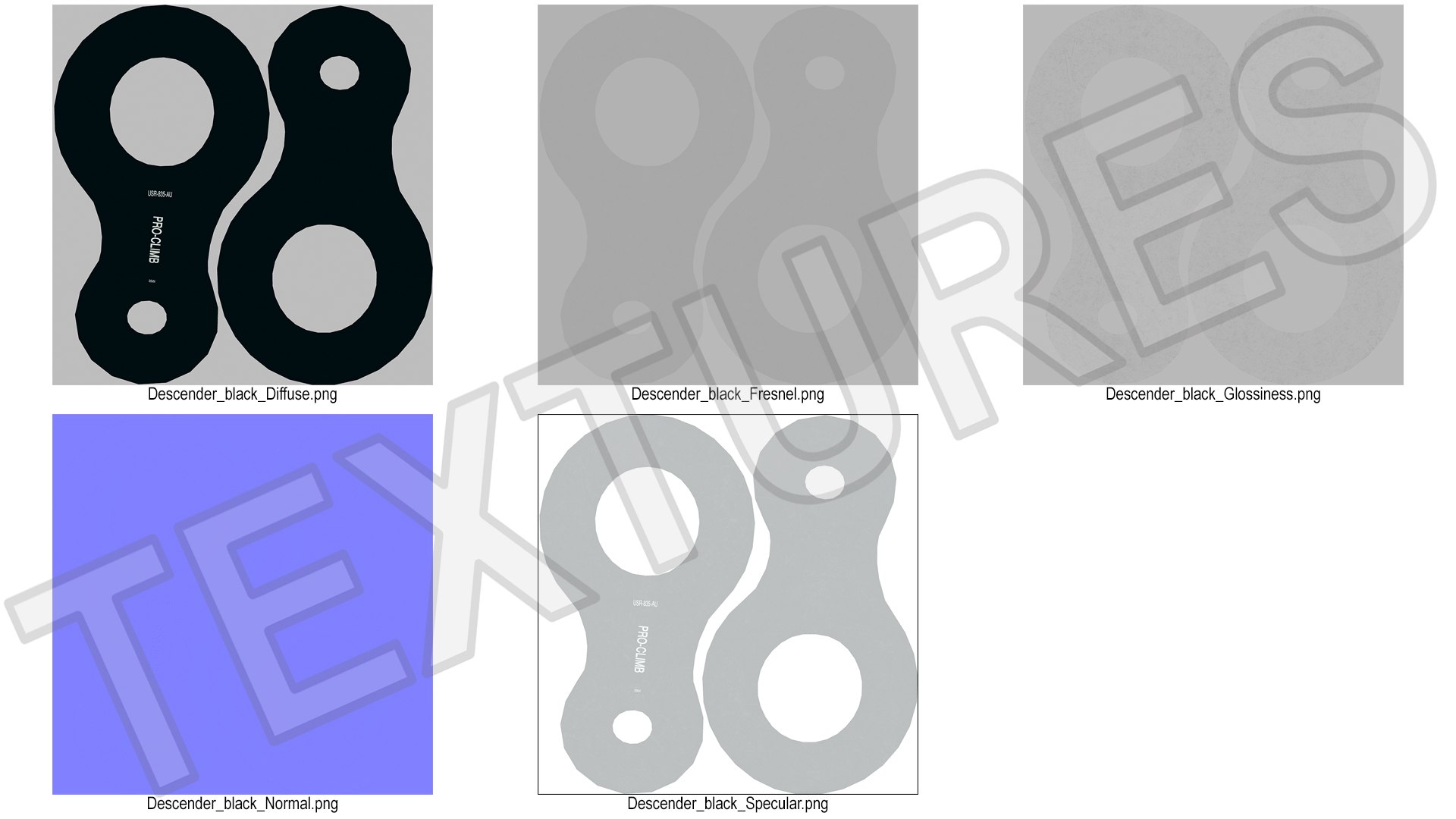 3D Figure Of Eight Descender Pro-Climb Black - TurboSquid 2189387