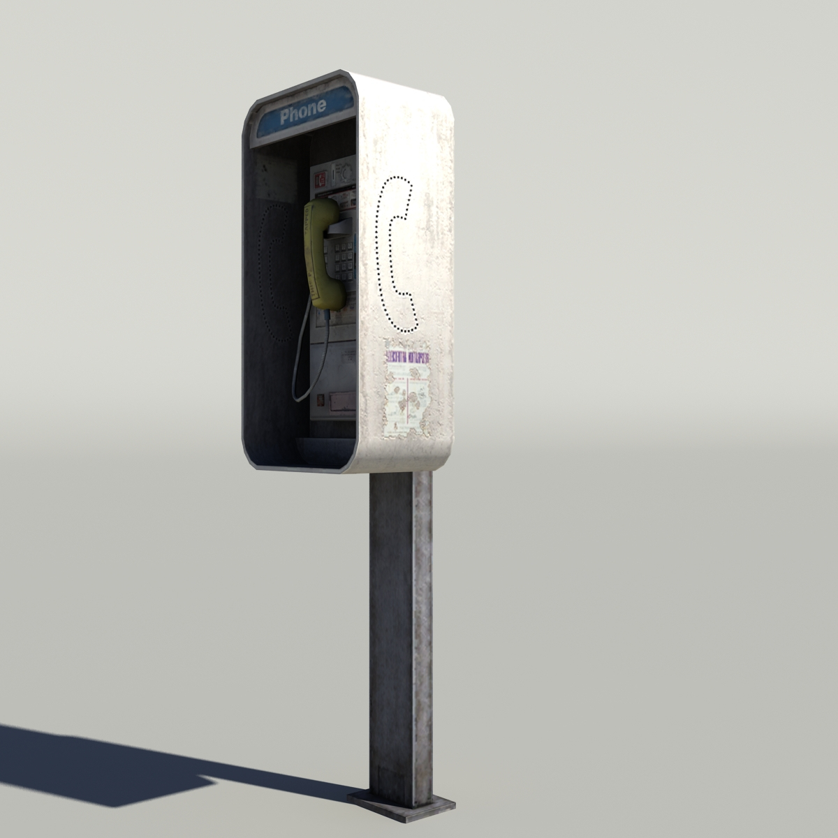payphone low-poly phone 3d model