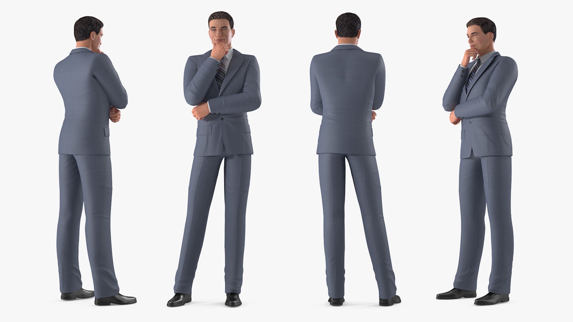3D Model Businessman Thinking Pose Man Suit - TurboSquid 1517912