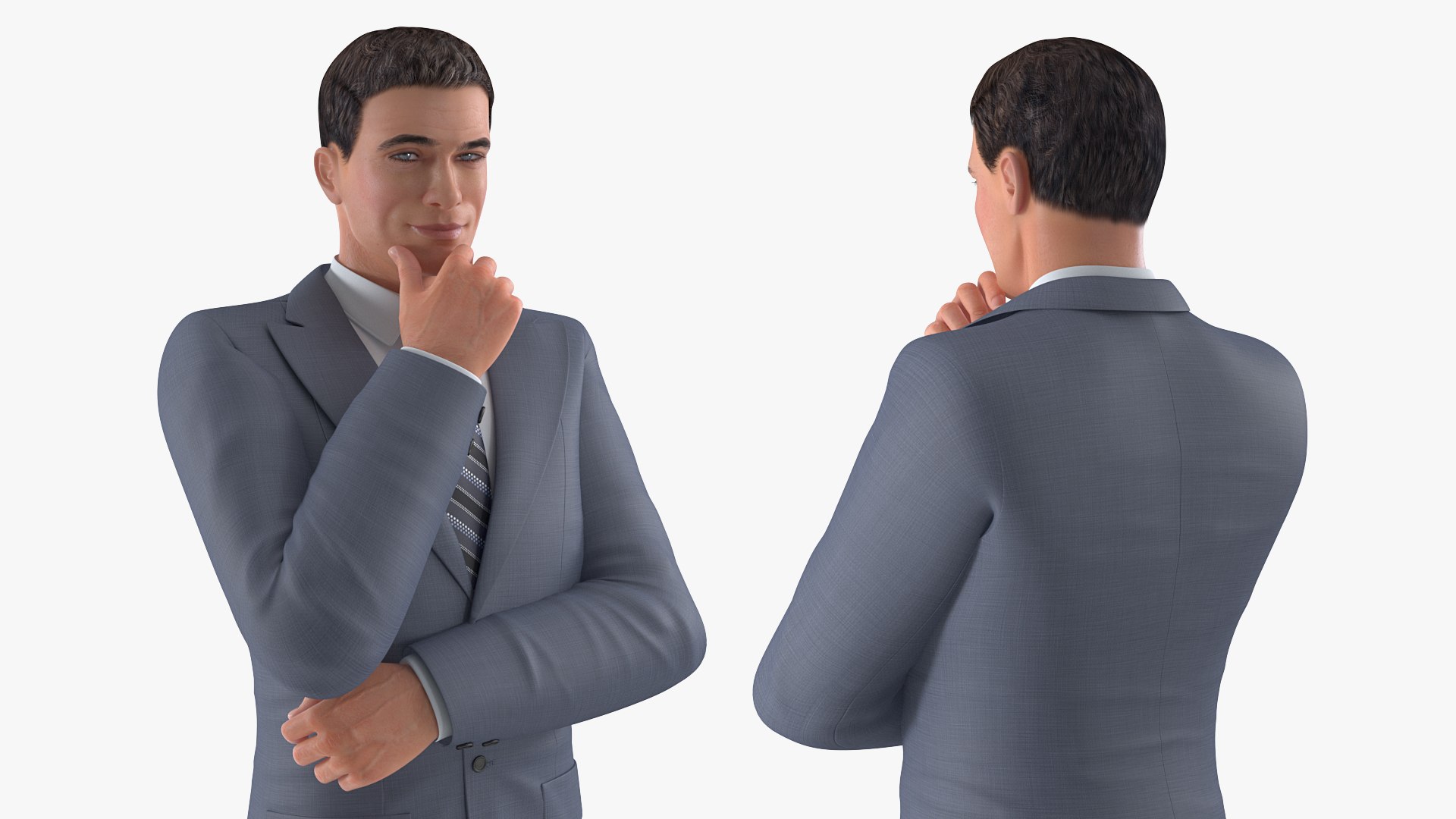 3D Model Businessman Thinking Pose Man Suit - TurboSquid 1517912
