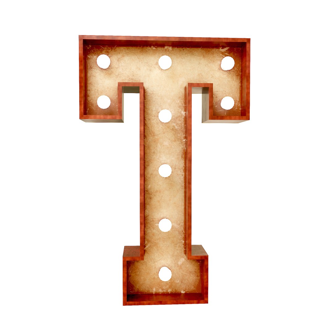 Marquee T Wooden Glow Sign 3dmodel Model - TurboSquid 1976012