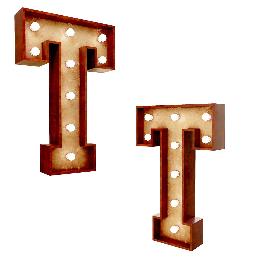 Marquee T Wooden Glow Sign 3dmodel Model - TurboSquid 1976012