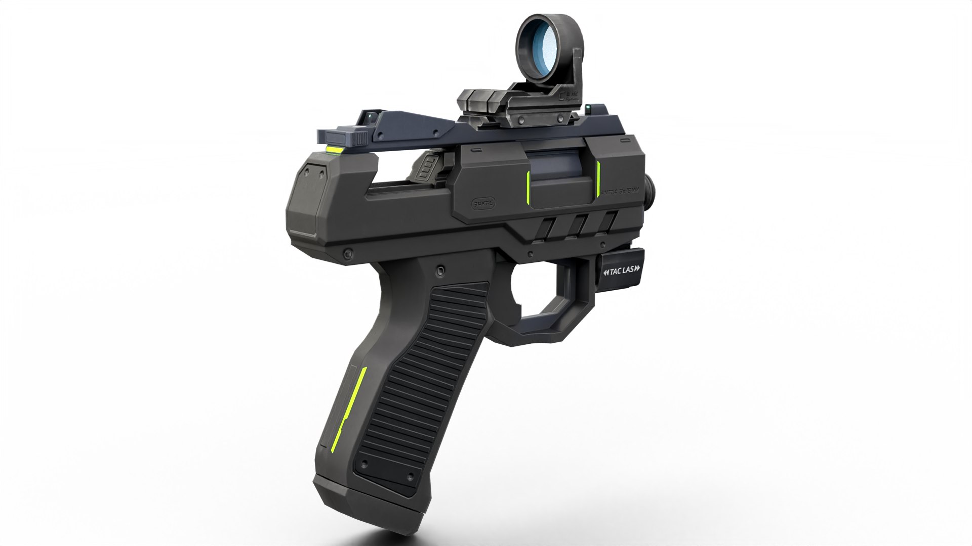 3D Futuristic Sci-Fi Pistol Compact Energy Sidearm With Tactical Laser ...