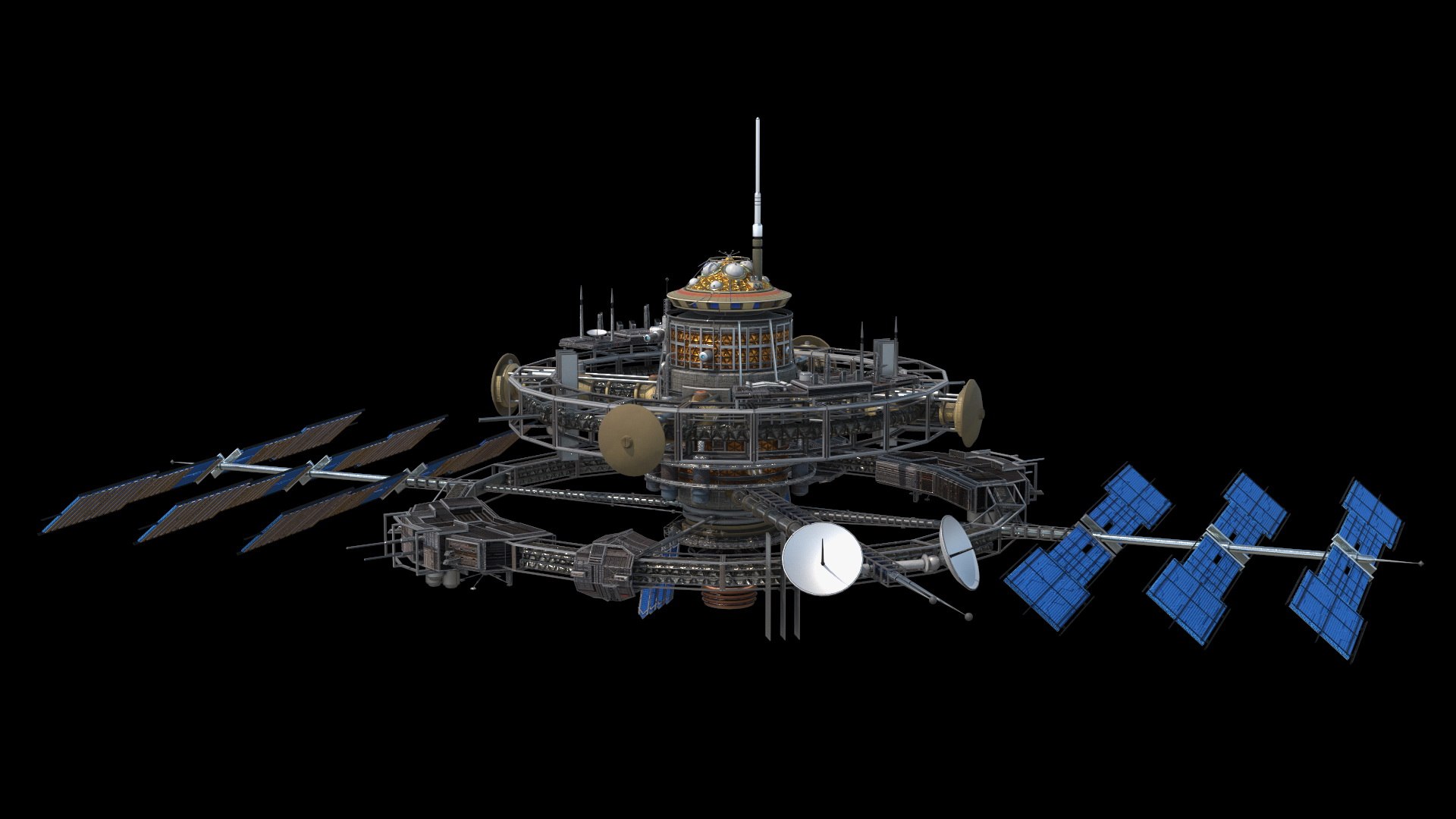 Futuristic Sci Fi Space Station With Solar Panels 3D - TurboSquid 2322869