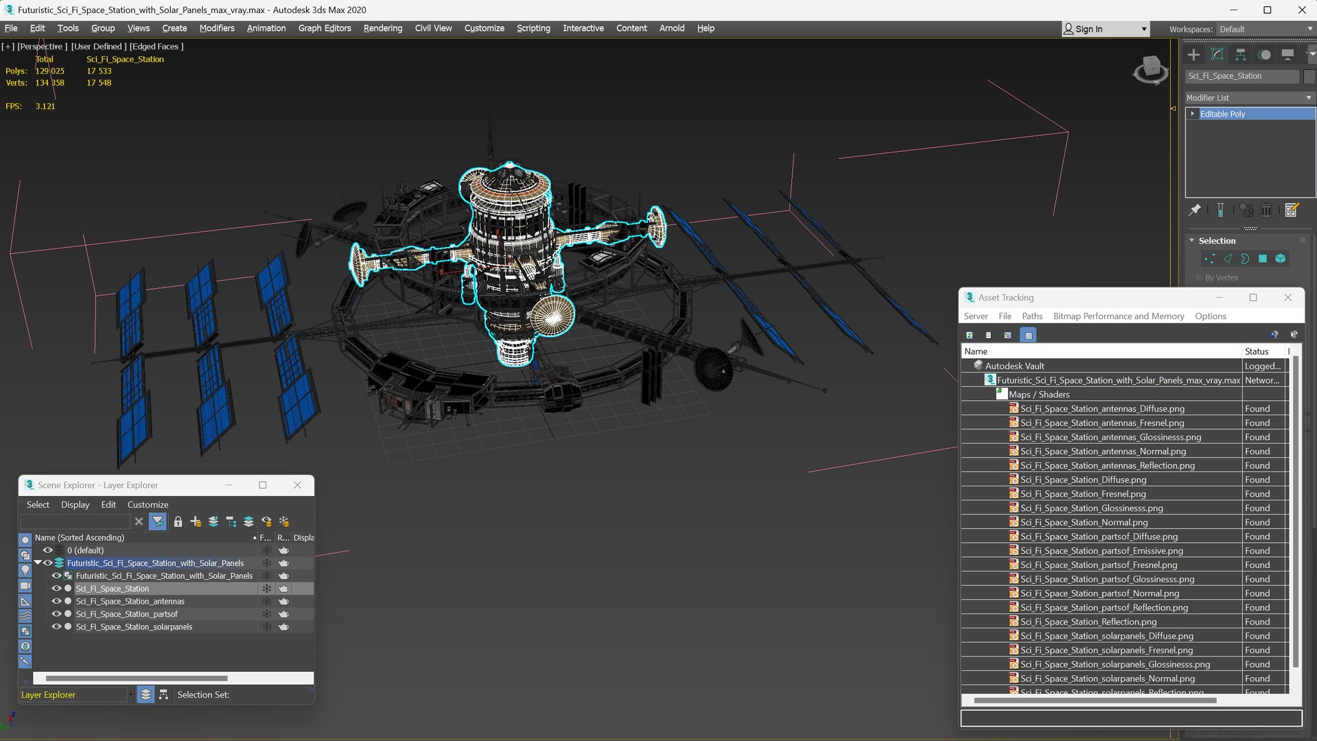Futuristic Sci Fi Space Station With Solar Panels 3D - TurboSquid 2322869