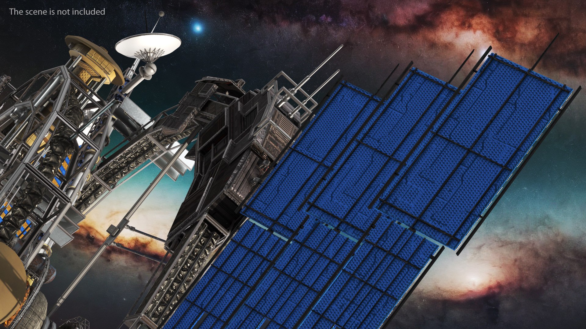 Futuristic Sci Fi Space Station With Solar Panels 3D - TurboSquid 2322869