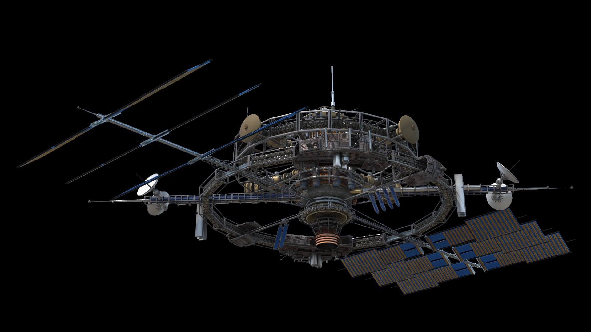 Futuristic Sci Fi Space Station With Solar Panels 3D - TurboSquid 2322869
