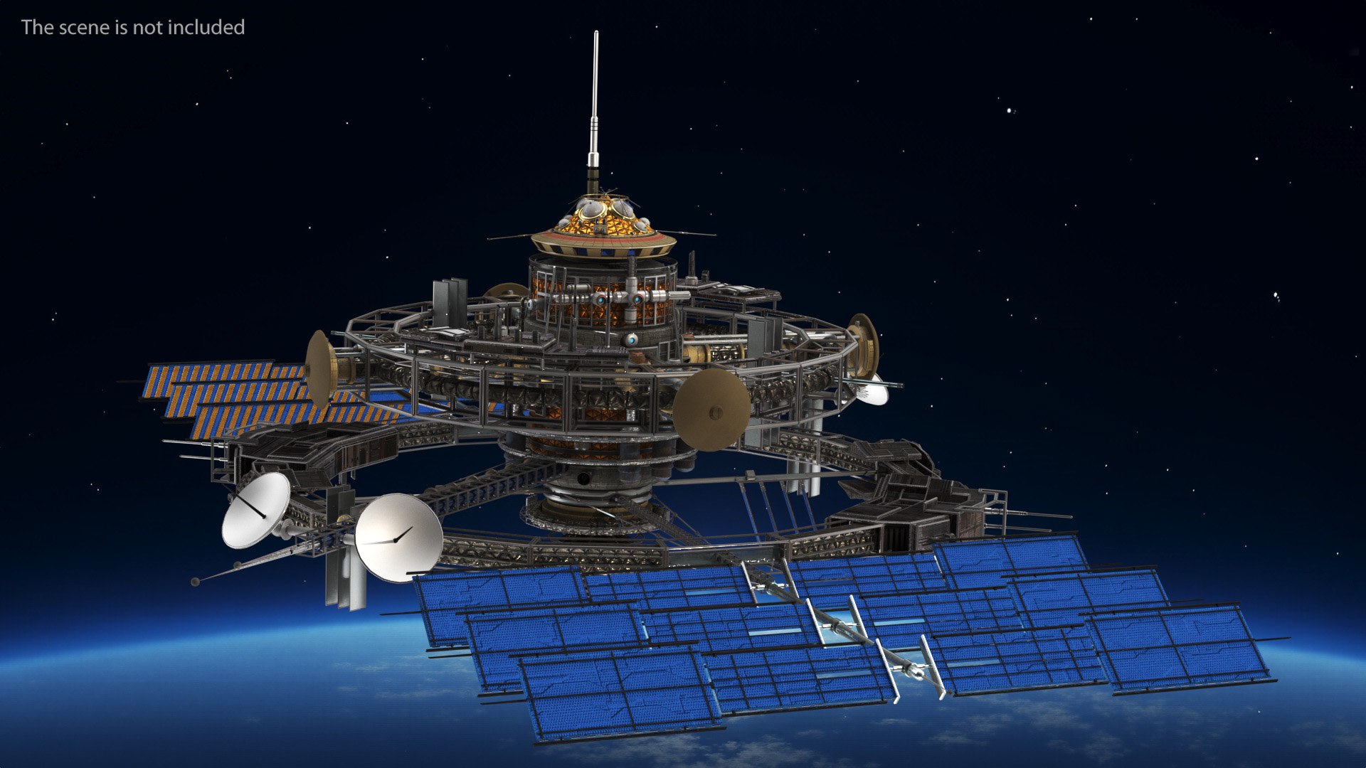 Futuristic Sci Fi Space Station With Solar Panels 3D - TurboSquid 2322869