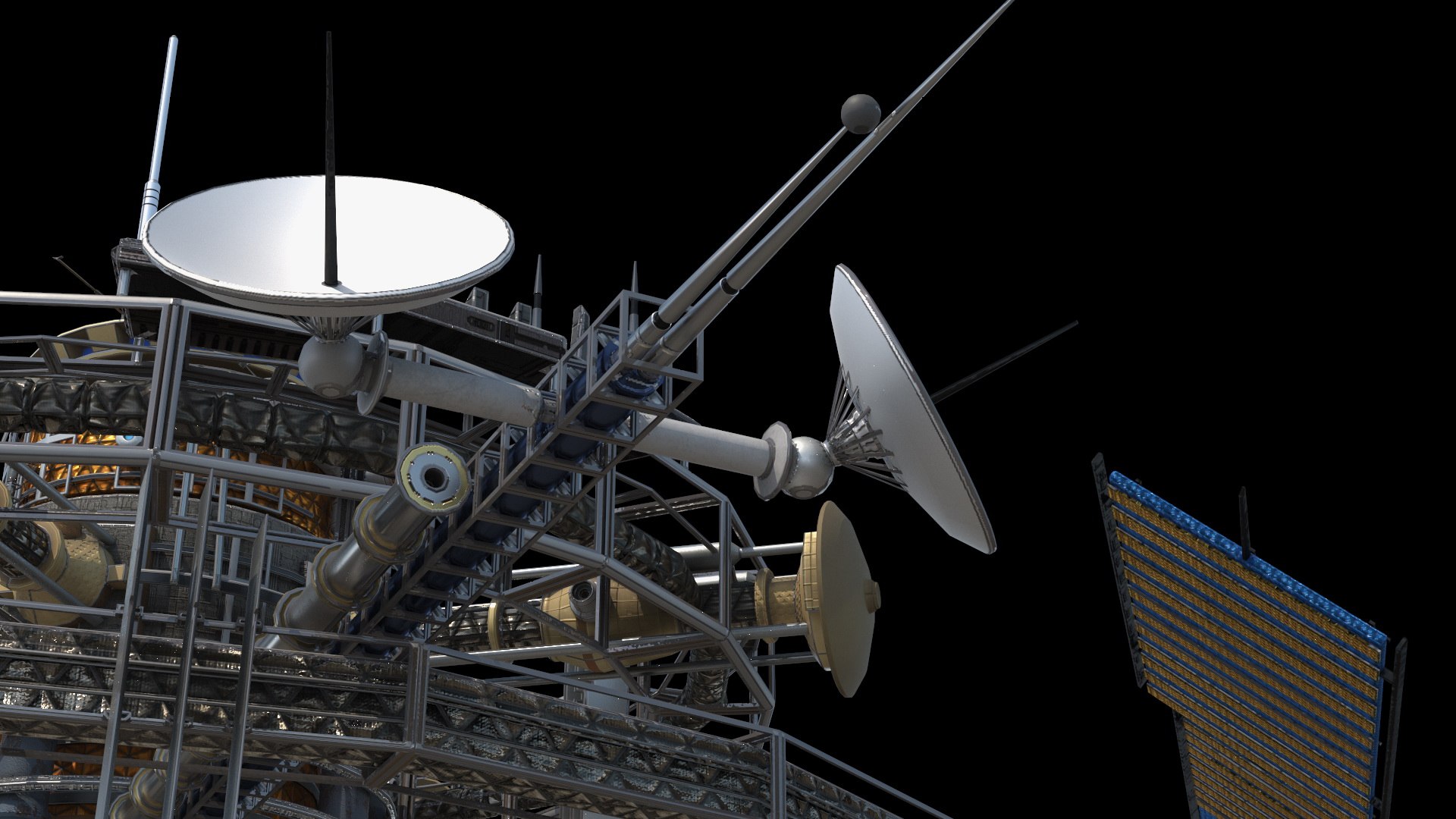 Futuristic Sci Fi Space Station With Solar Panels 3D - TurboSquid 2322869