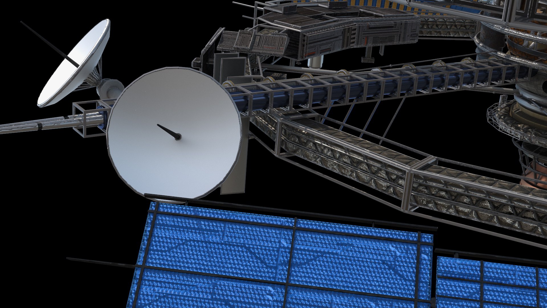 Futuristic Sci Fi Space Station With Solar Panels 3D - TurboSquid 2322869