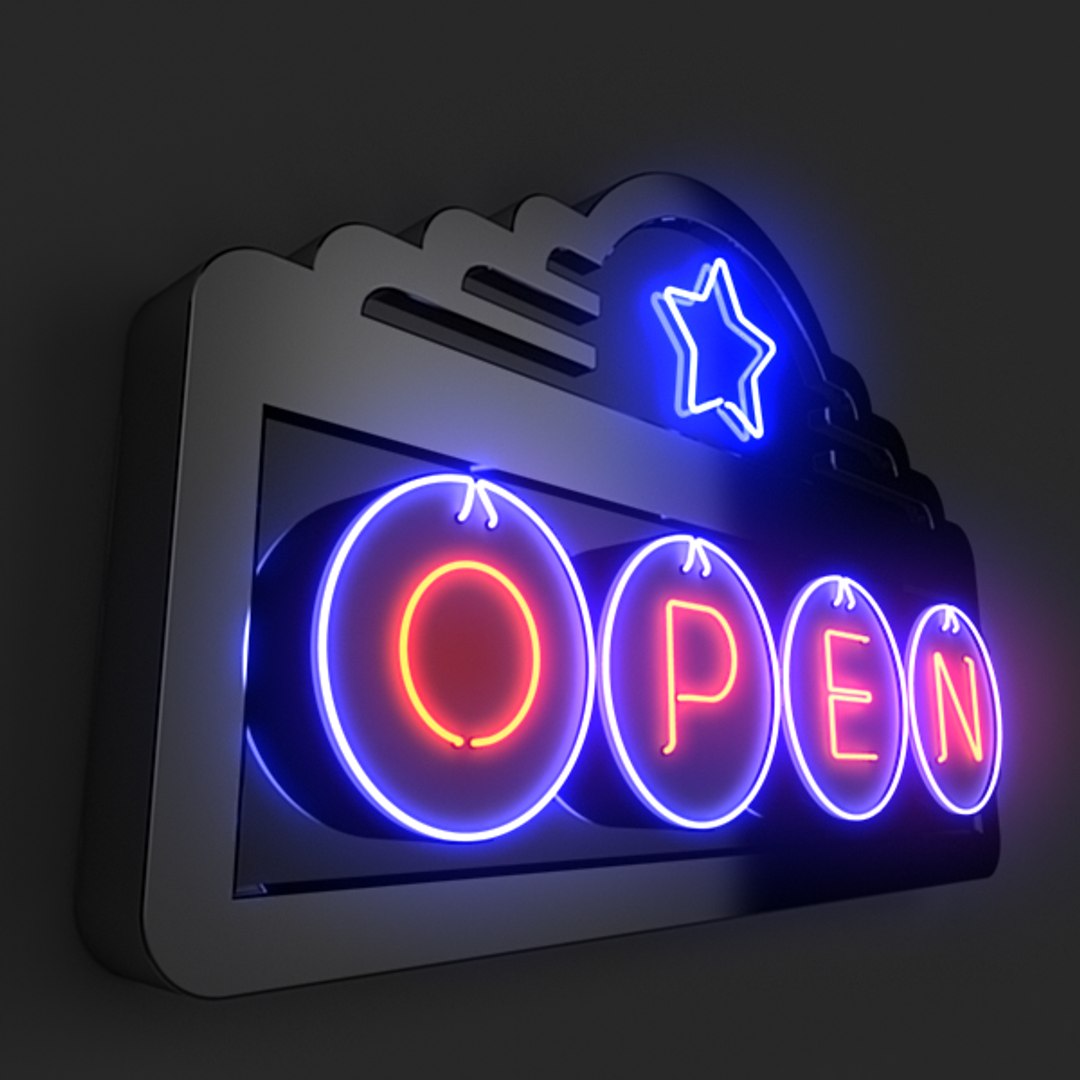 3d Model Neon Open Sign