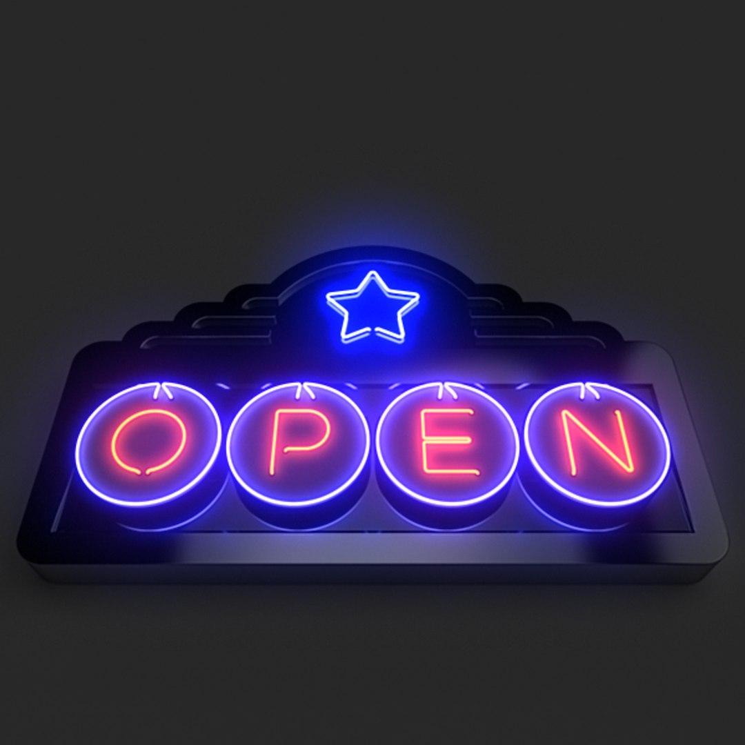 3d Model Neon Open Sign