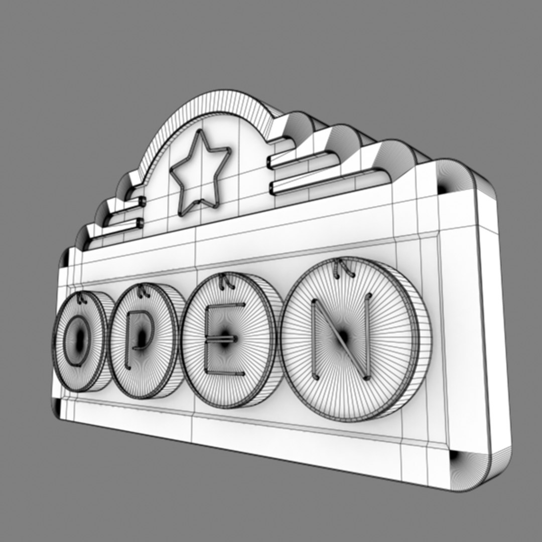 3d Model Neon Open Sign