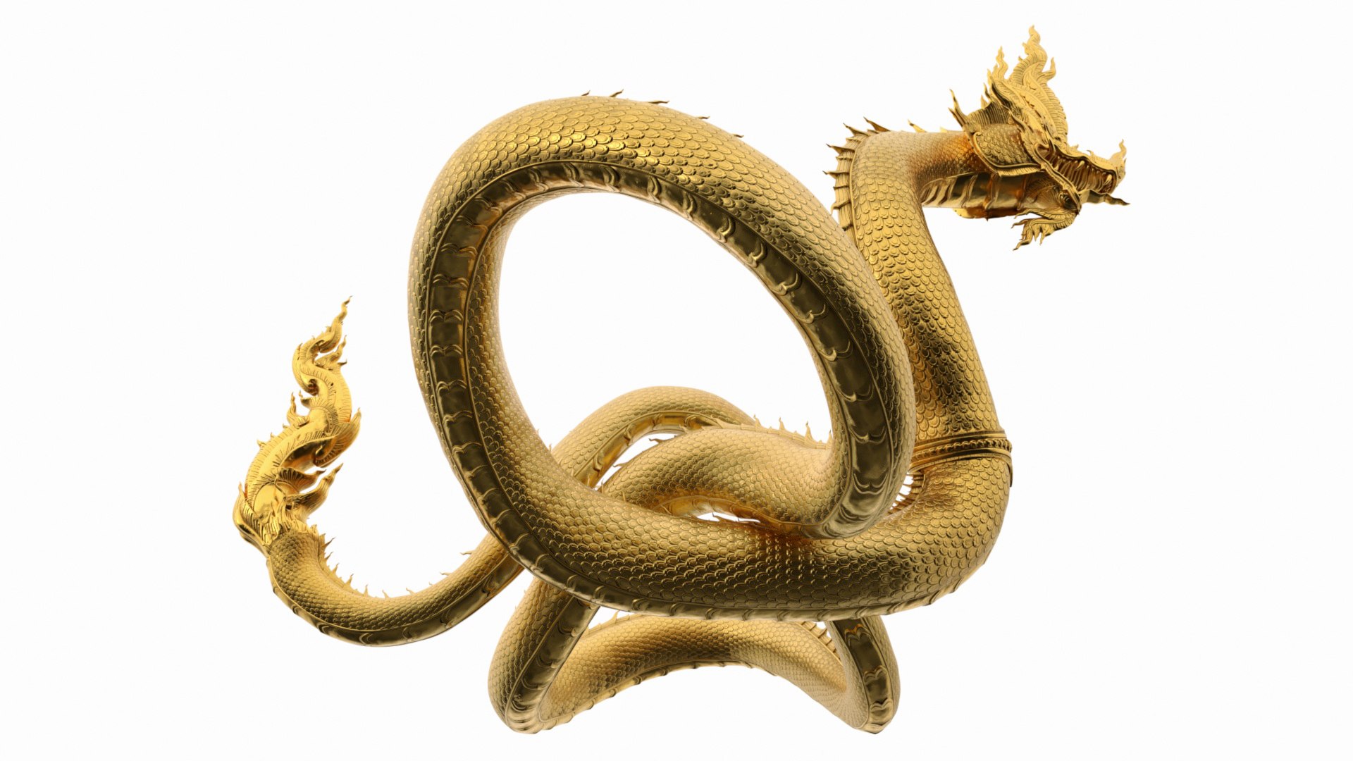 3D Thai Naga Dragon Gold Curled Model - TurboSquid 2310324