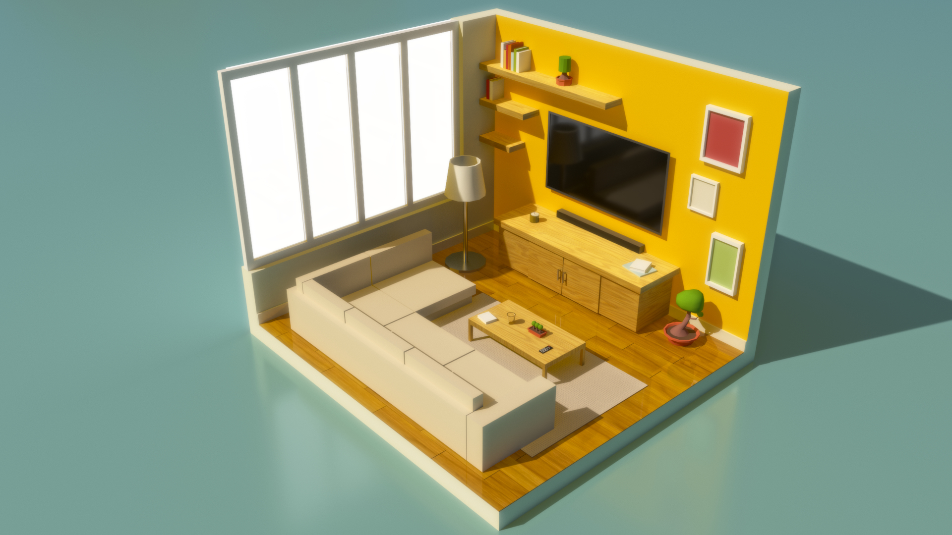 Low Poly Isometric Living Room 3D model - TurboSquid 1775037