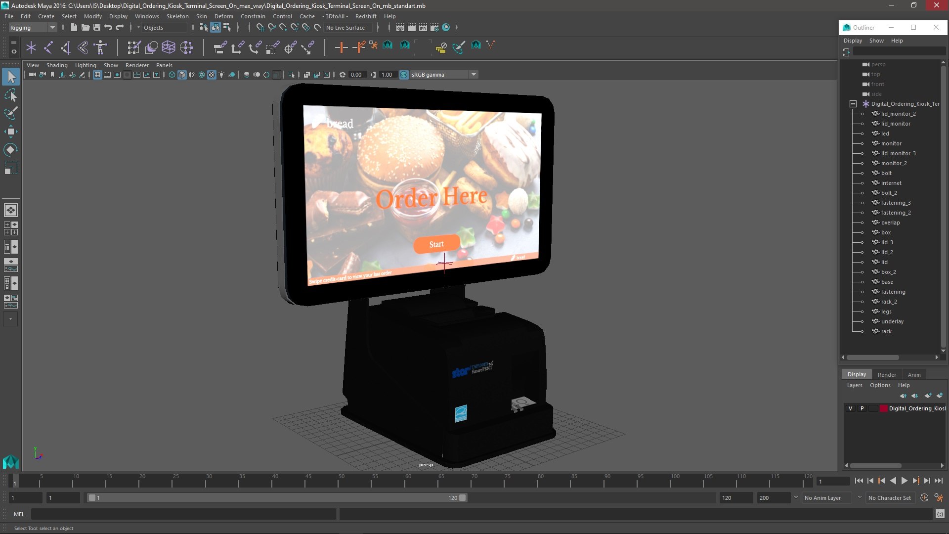 3D Digital Ordering Kiosk Terminal Screen On Model - TurboSquid 2191900